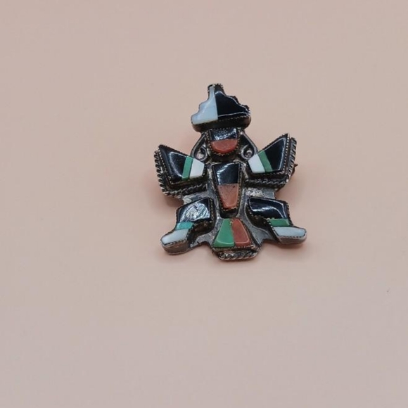 Jewelry | Vintage Zuni Dancer Inlay Pin Signed Rae | Poshmark